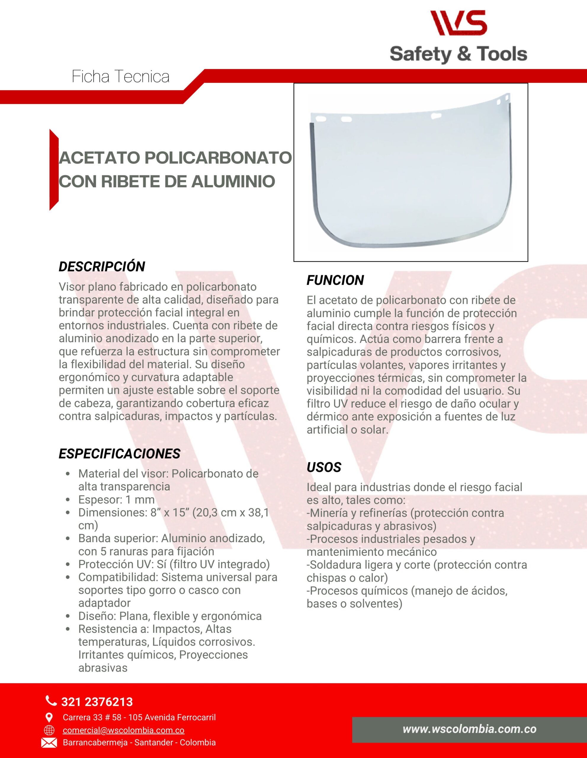 Acetato De Policarbonato Con Ribete De Aluminio - WSCOLOMBIA